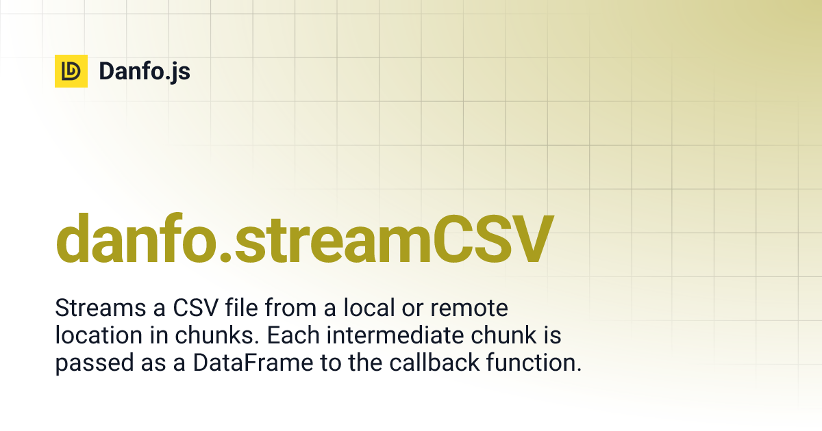 danfo.streamCSV | Danfo.js